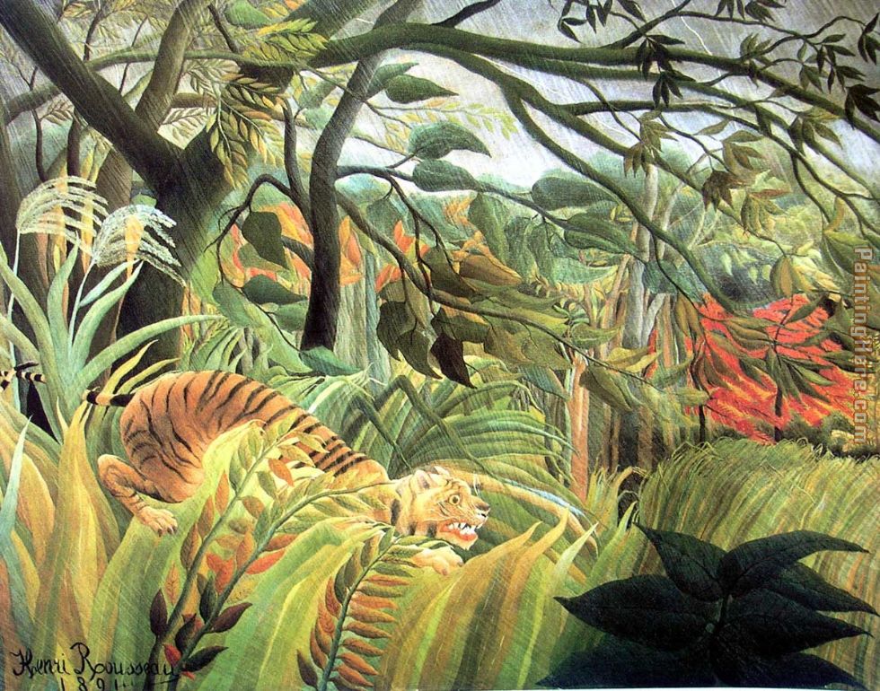 Henri Rousseau tiger in a tropical storm painting anysize 50% off ...